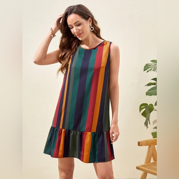 Dresses | Emery Rose Block Striped Ruffle Hem Smock Dress | Poshmark